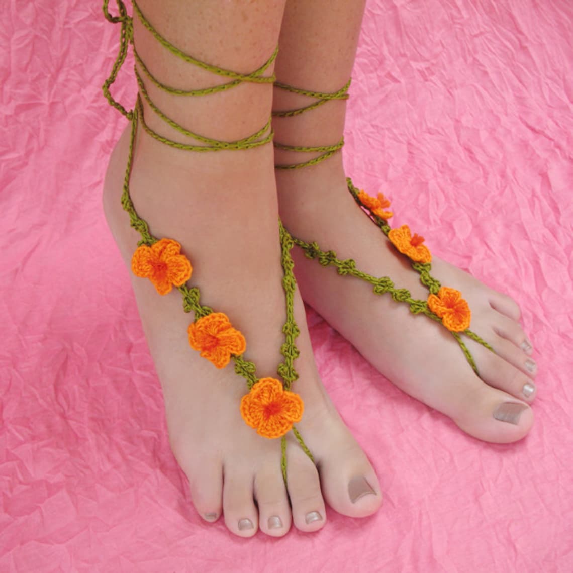 Crochet Pattern - Poppy Barefoot Sandals - PDF - Etsy