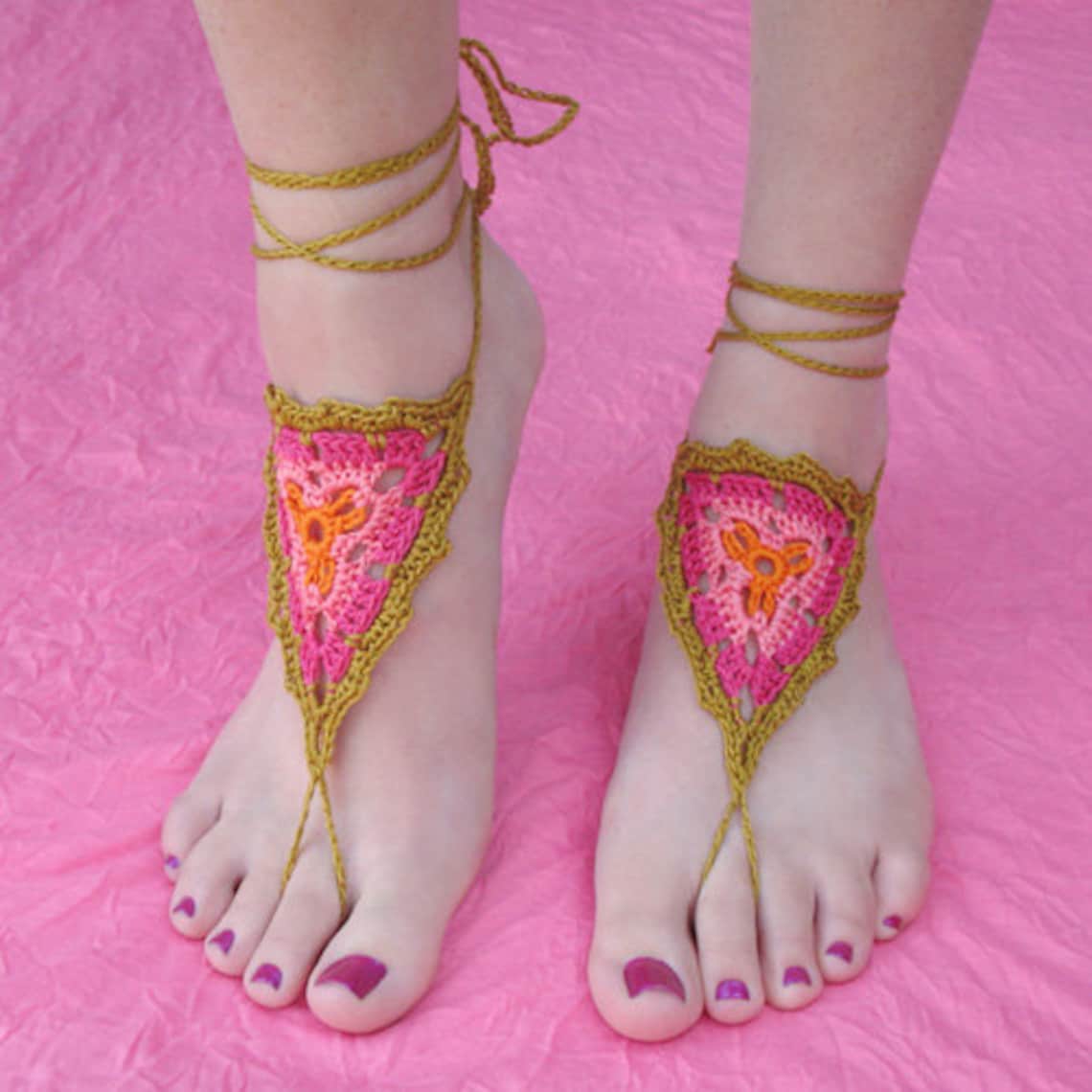 Crochet Pattern - Gypsy Barefoot Sandals - PDF - Etsy
