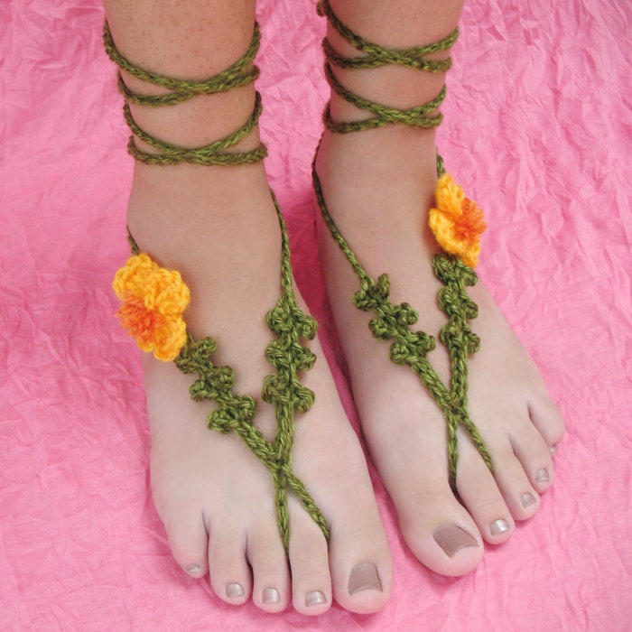 Crochet Pattern - Poppy Barefoot Sandals - PDF - Etsy