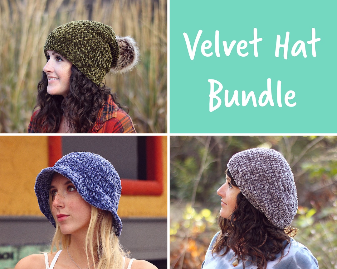 Crochet Pattern Bundle - 3 Velvet Hats - PDF - Etsy