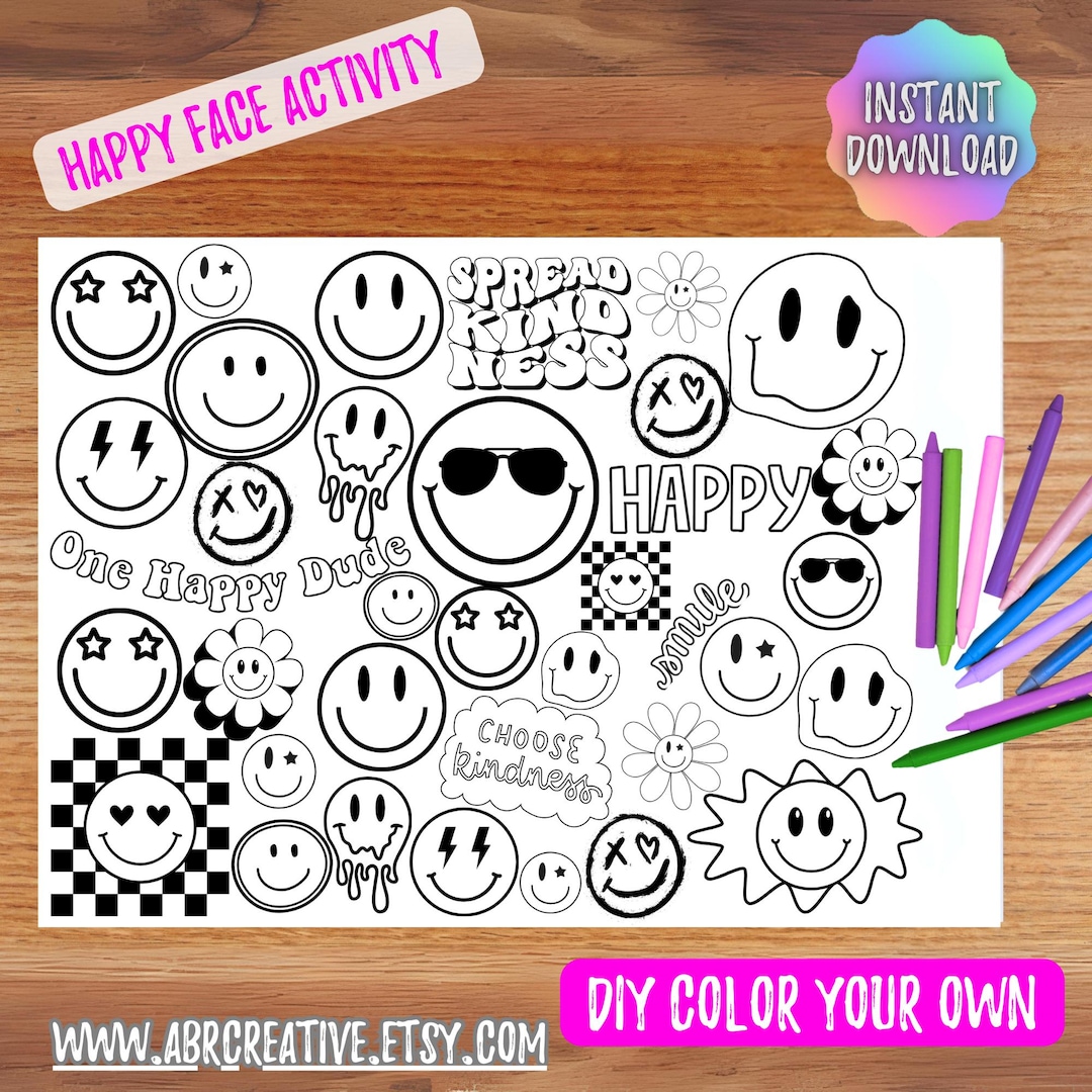 One Happy Dude Smiley Face Happy Face Coloring Printable Activity for ...
