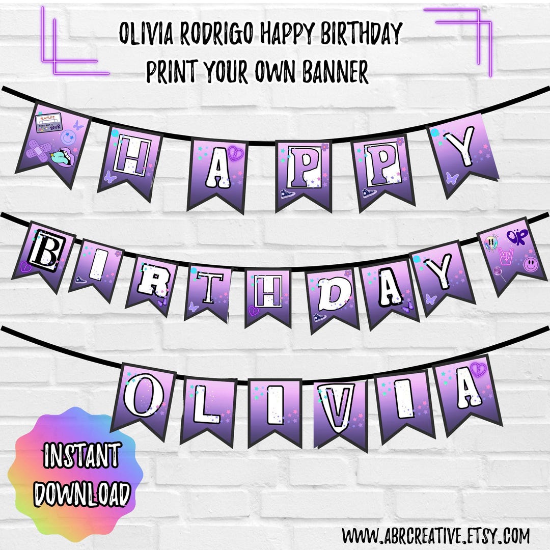 Guts Olivia Sour Purple Birthday Banner Printable Instant Download ...