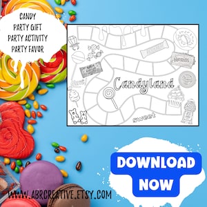 Candy Candyland Coloring Page Printable Activity for Party, Instant ...
