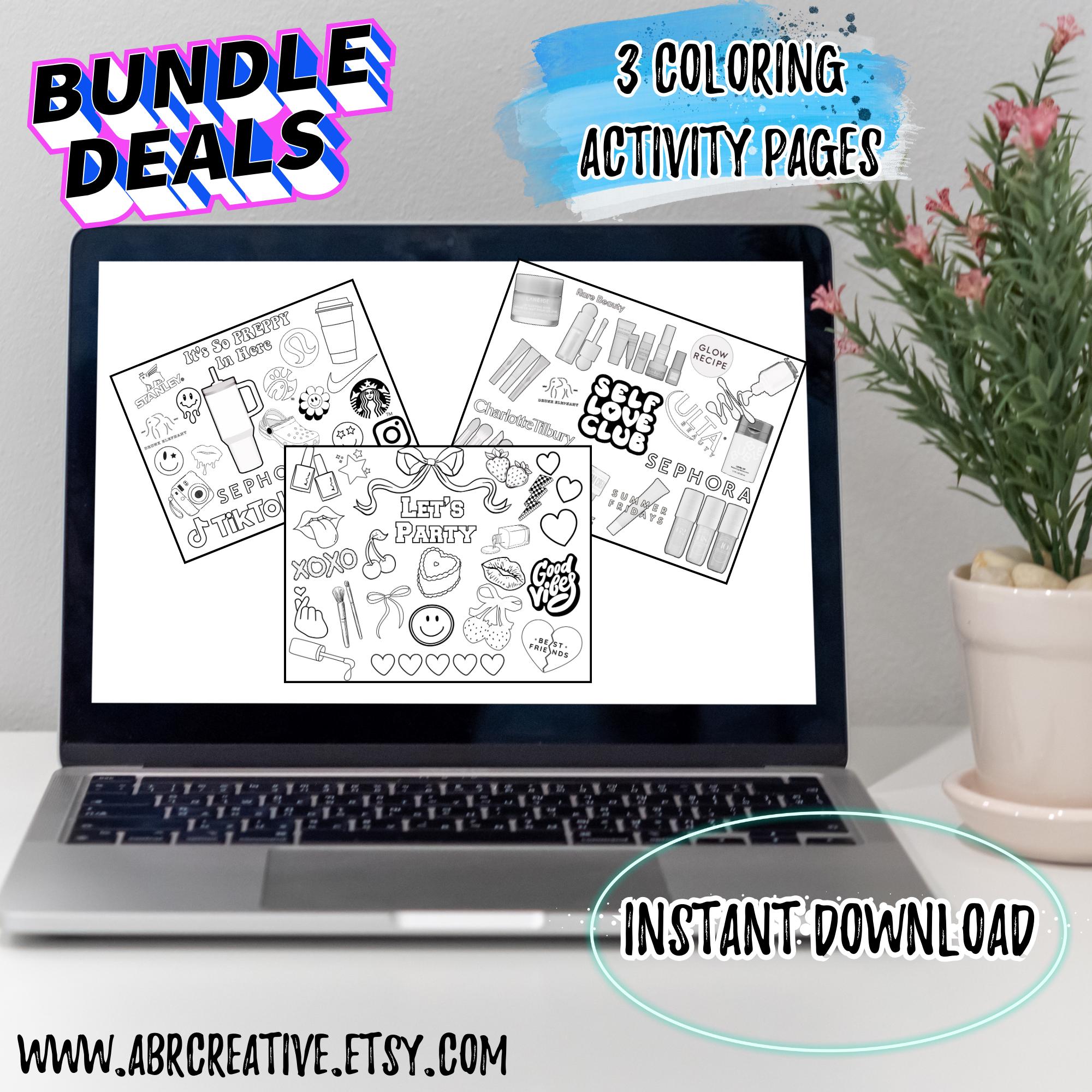 Preppy in Here Stanley Tiktok Makeup Coloring Printable BUNDLE Activity ...