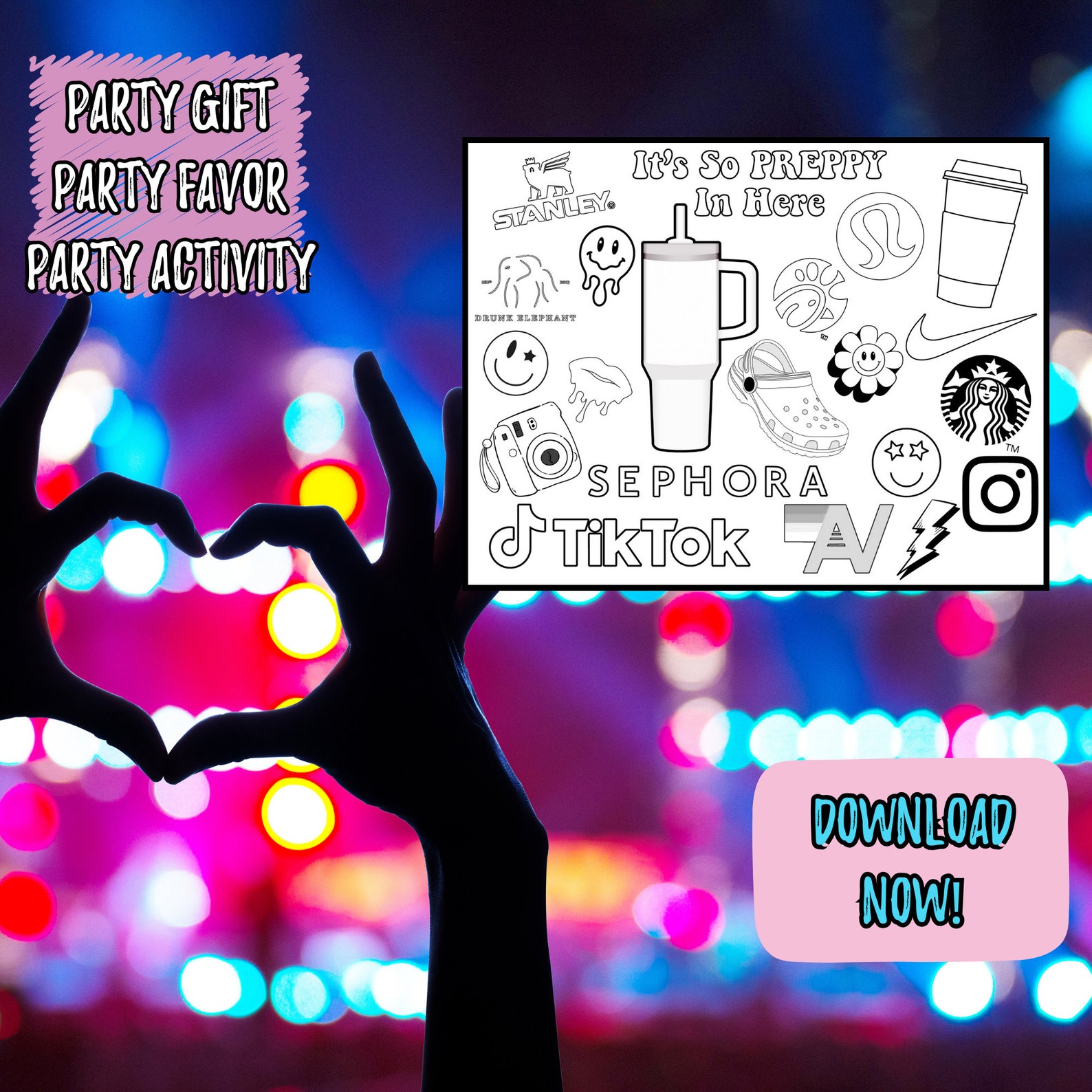 Preppy in Here Stanley Tiktok Coloring Printable Activity for Tween ...