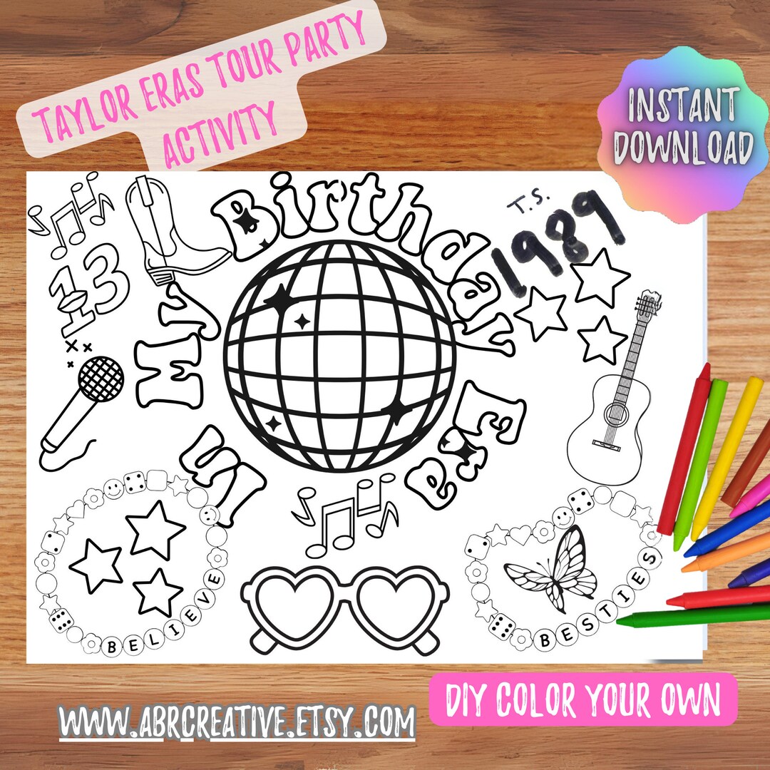 Taylor in My Birthday Era Coloring Printable - Activity for T. Swift ...
