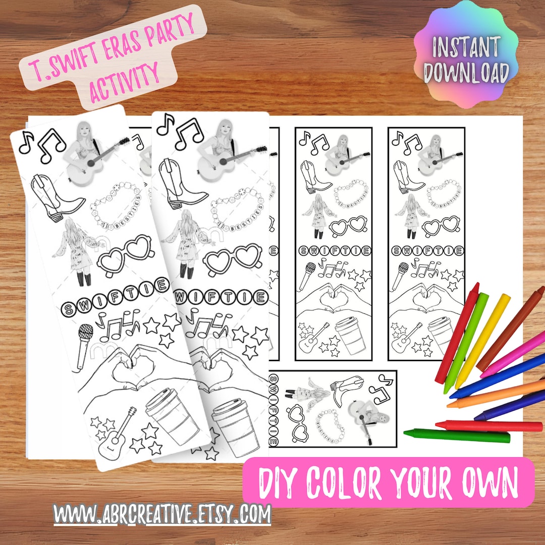 Taylor Concert Tour Lyrics Coloring Page Printable Bookmarks -activity ...
