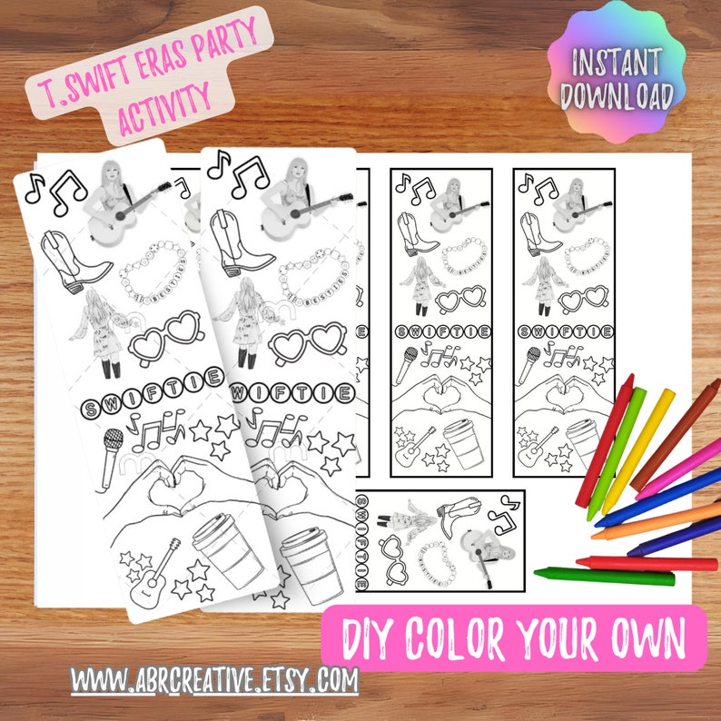 Taylor Concert Tour Lyrics Coloring Page Printable Bookmarks -activity ...