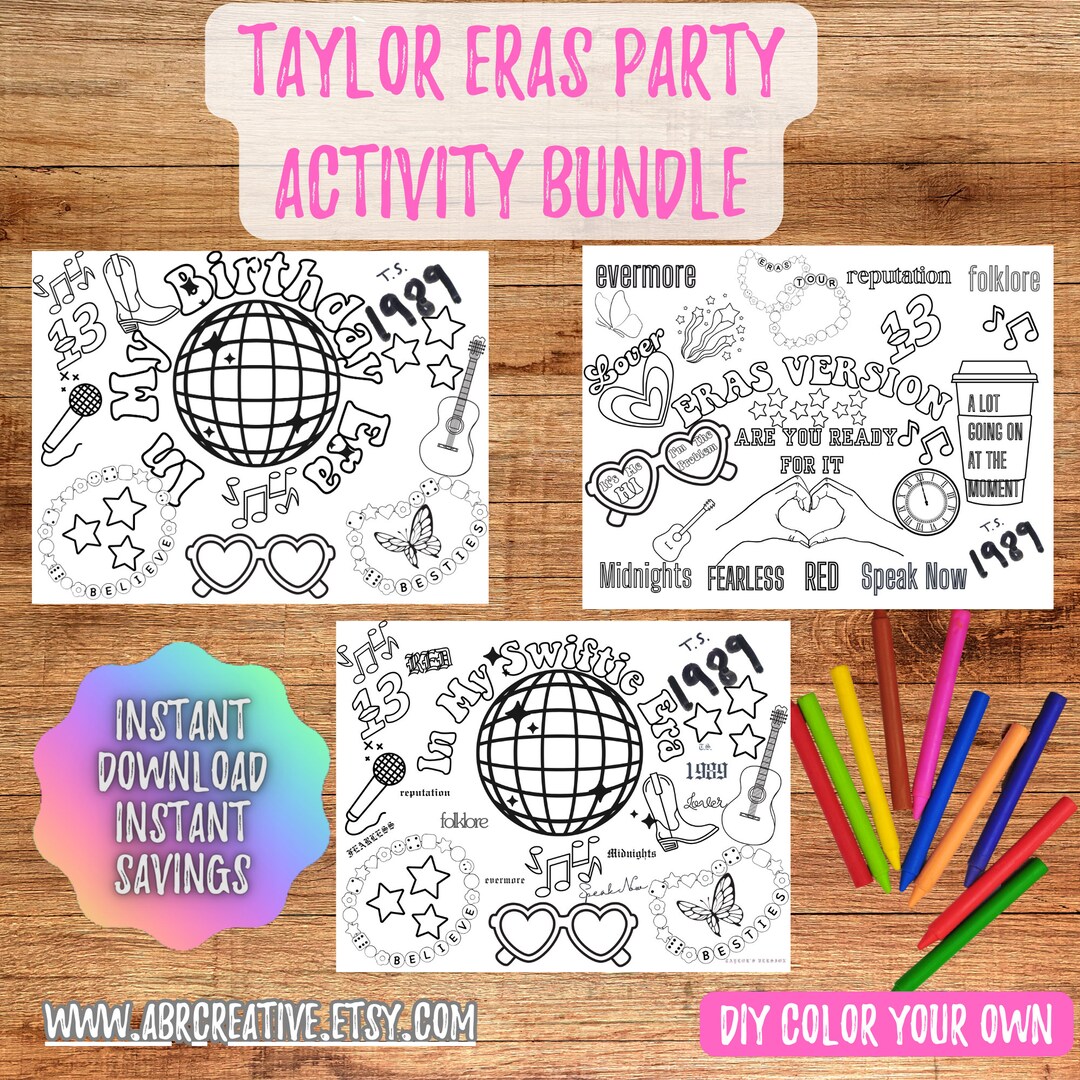 Taylor in My Swift Era BUNDLE 3 Page Coloring Printable - Activity for ...