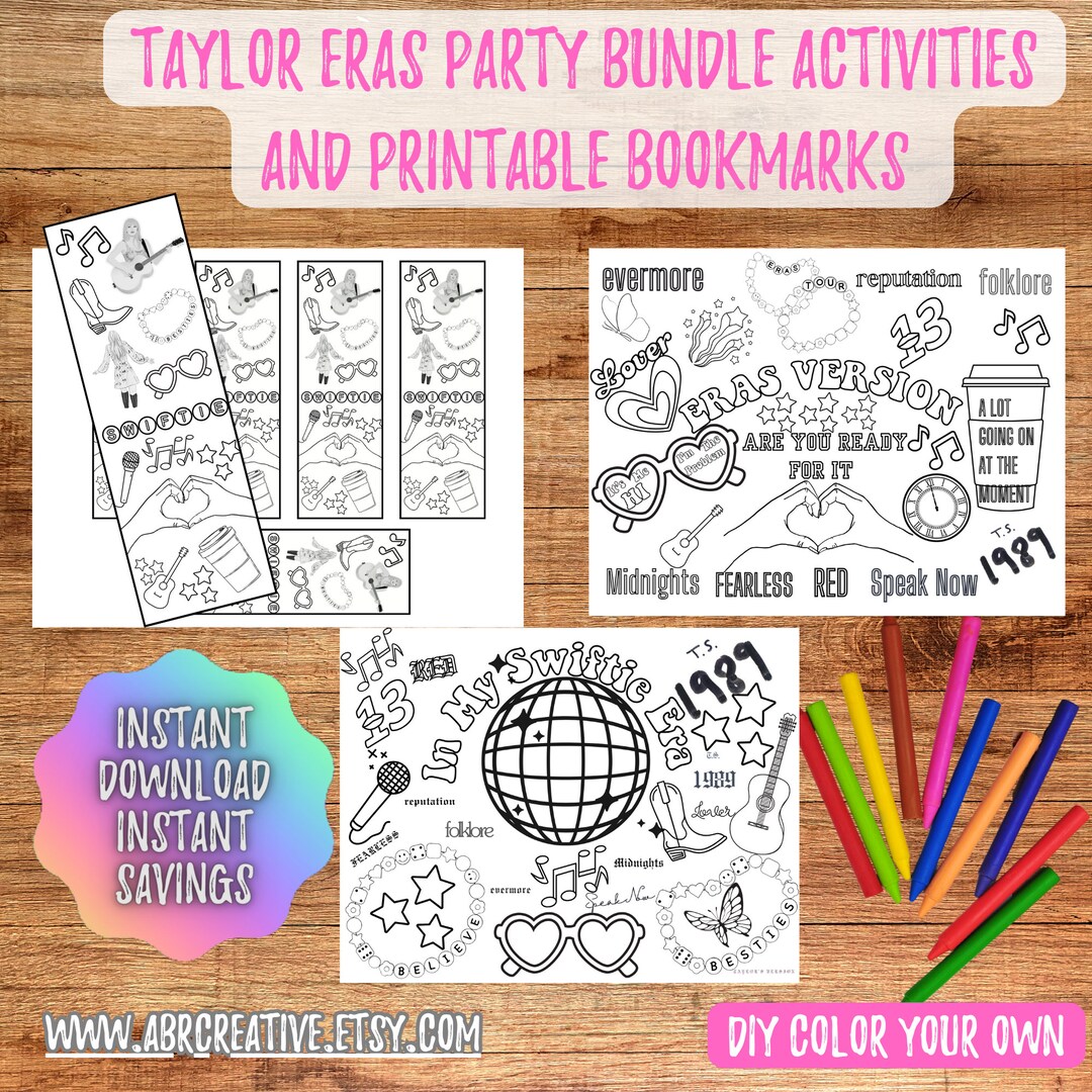 Taylor in My Swift Era BUNDLE 3 Page Coloring Printable W/bookmarks ...