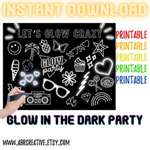 Glow Party Glow in the Dark Neon Party Coloring Page--instant Download ...