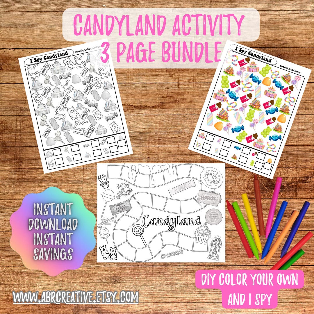 Candy Candyland Coloring Page Printable BUNDLE 3-pages Activity for ...
