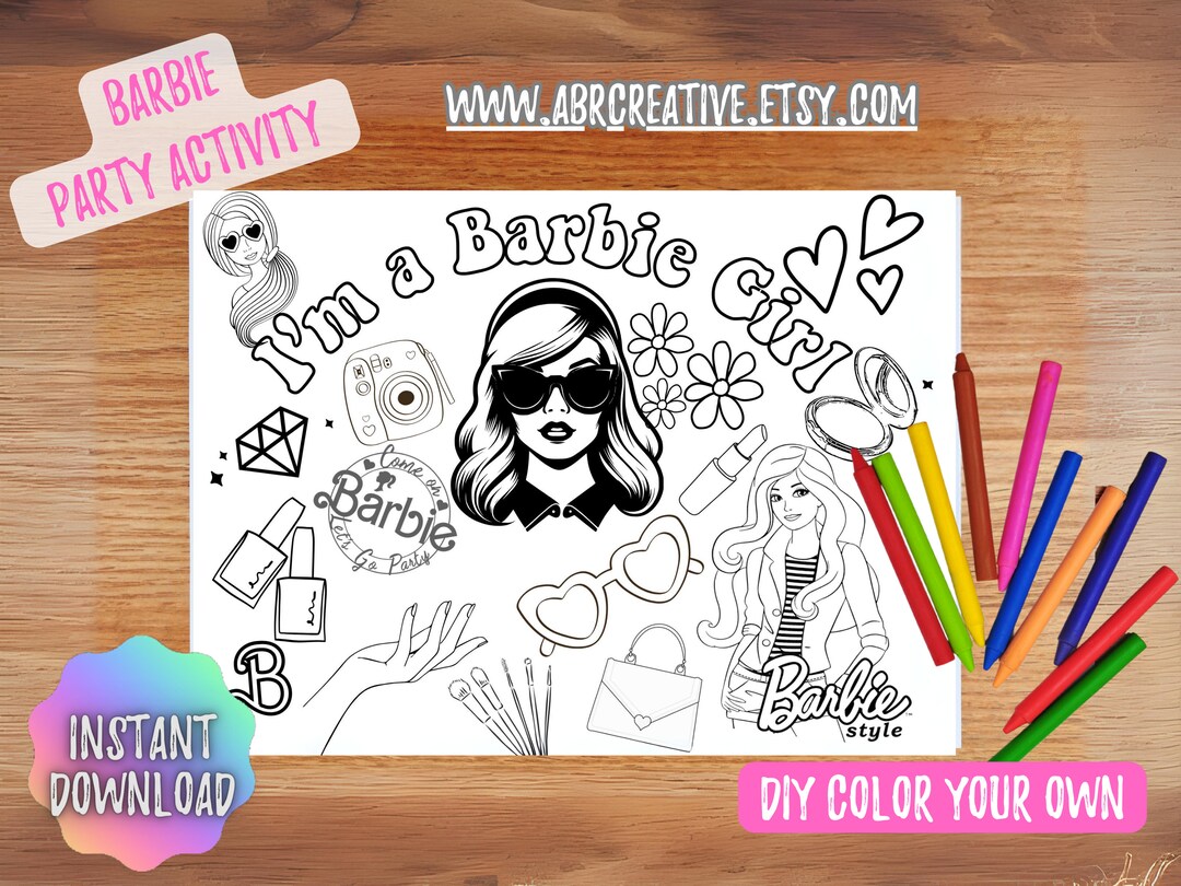 Barbie Party I'm a Barbie Girl Coloring Printable Activity for Barbie ...