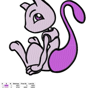 Pokemon Mewtwo Machine Embroidery Design - 2 Sizes - Etsy