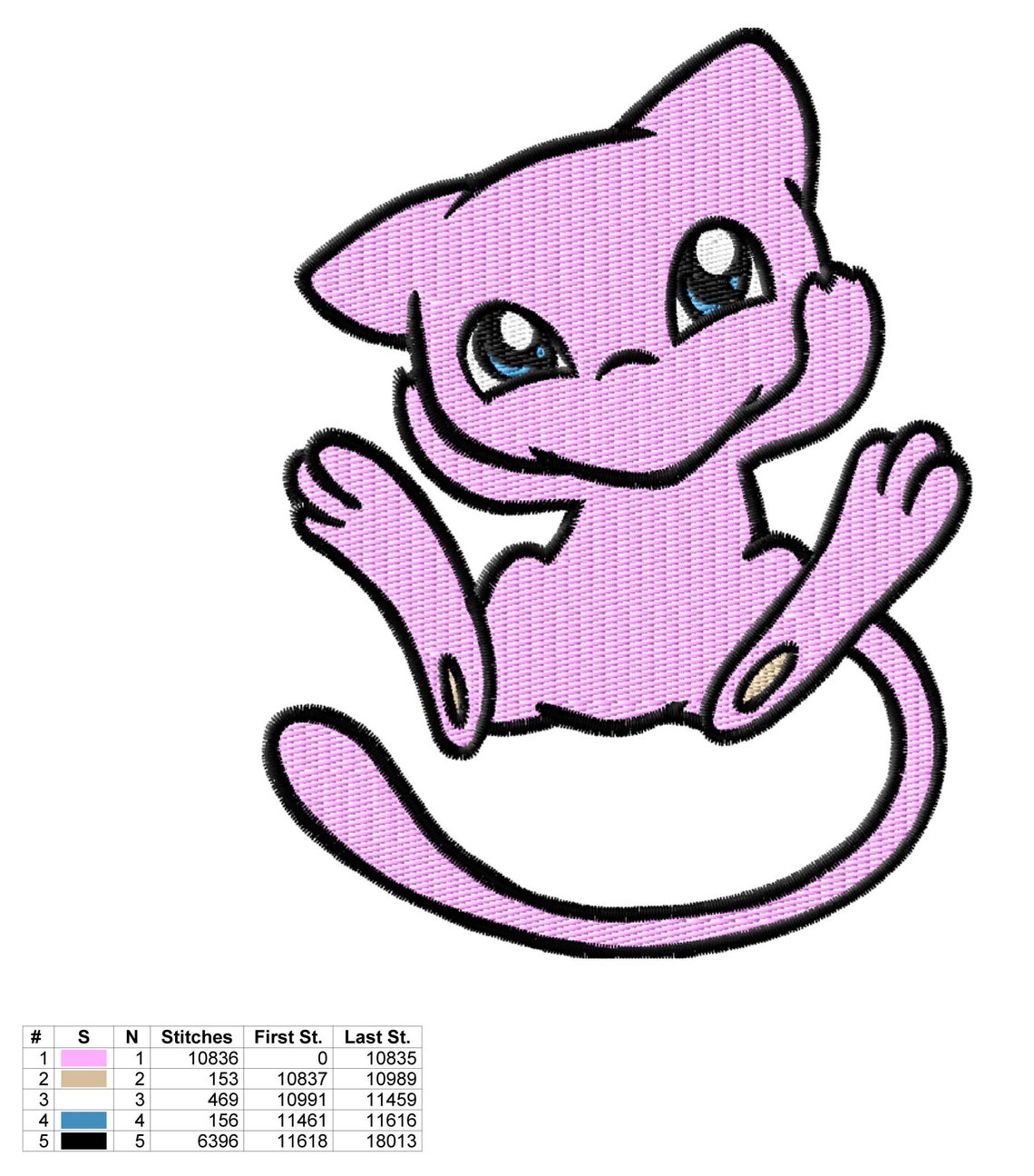 Pokemon Mew Machine Embroidery Design 3 Sizes - Etsy