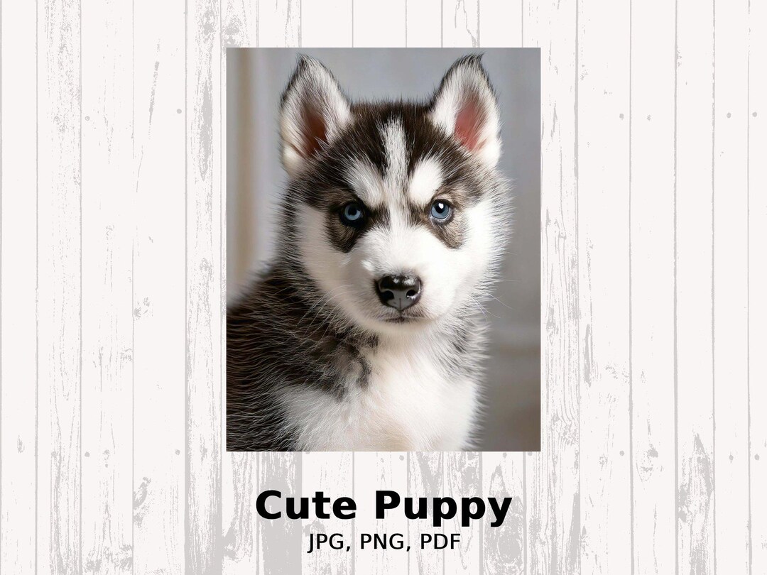 Cute Husky Puppy Digital Art Download, Adorable Siberian Husky Print ...