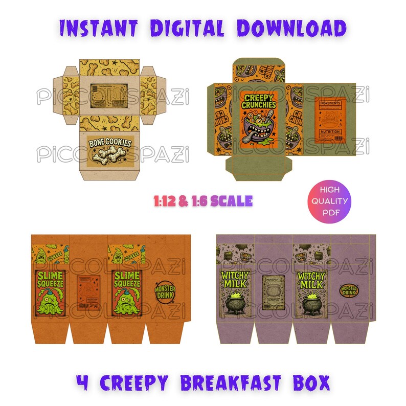 Creepy Food 01 Miniature Labels Set | Dollhouse Monster Snacks | 1.12 ...