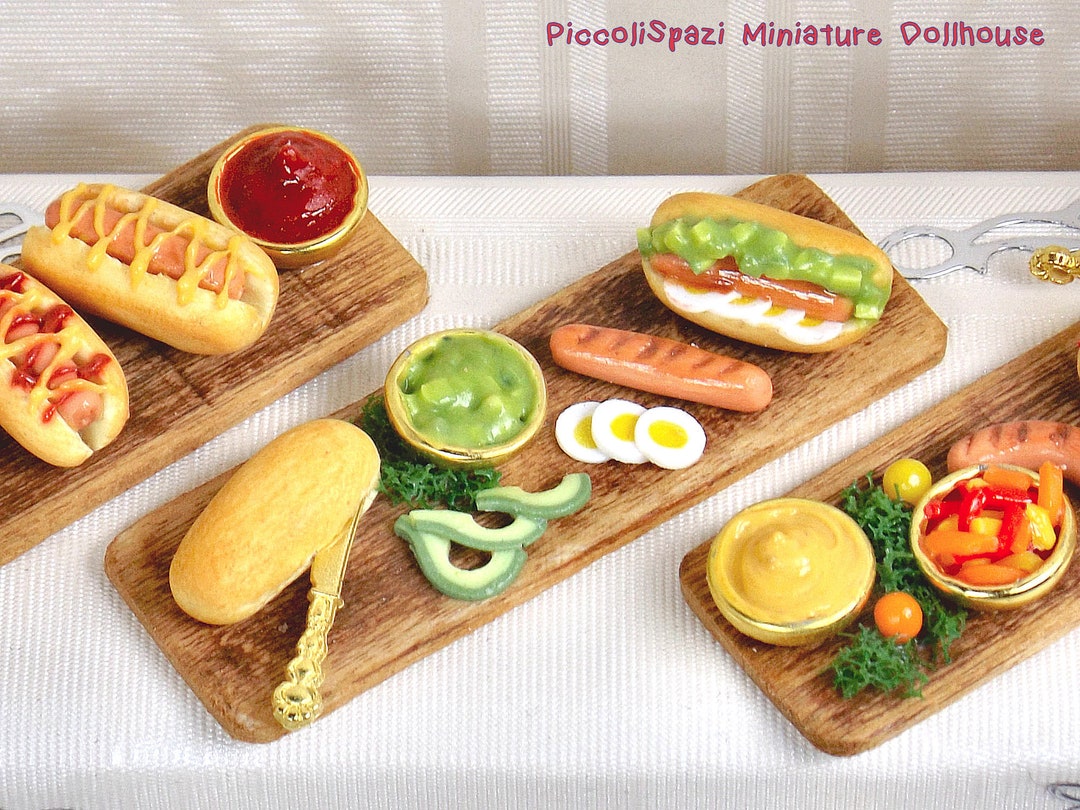 Avocado and Egg Hot Dog, Miniature Fake Food, Handmade 1:12 Scale, Meat ...
