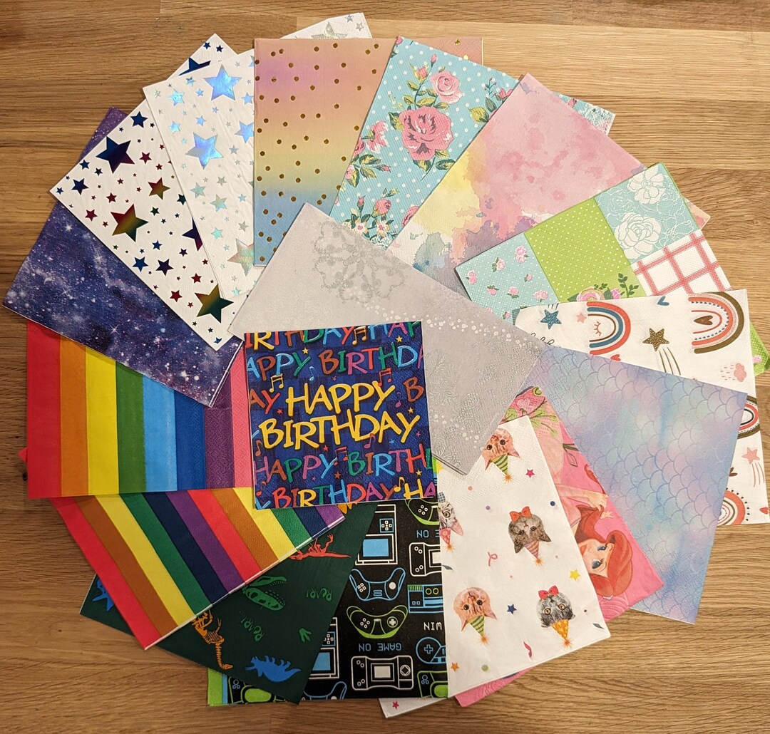 17 Paper Napkins Space Rainbow Kid Party Themed Great for Decoupage ...