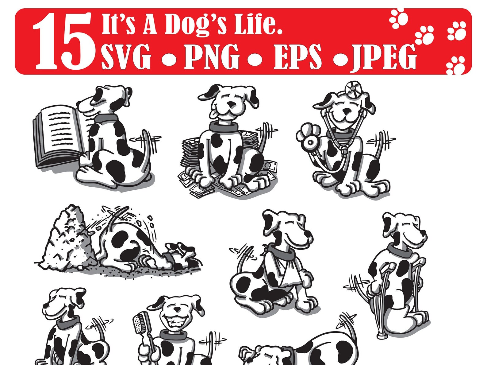 15 It's A Dog's Life Images / Svg Bundle, Dog Digging Svg, Dog Fishing ...
