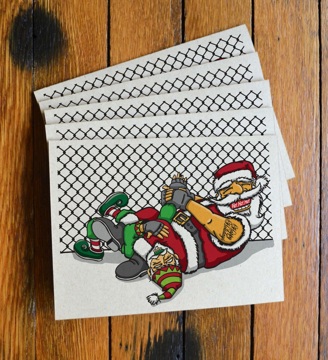 Jiu Jitsu Santa Christmas Cards - Etsy