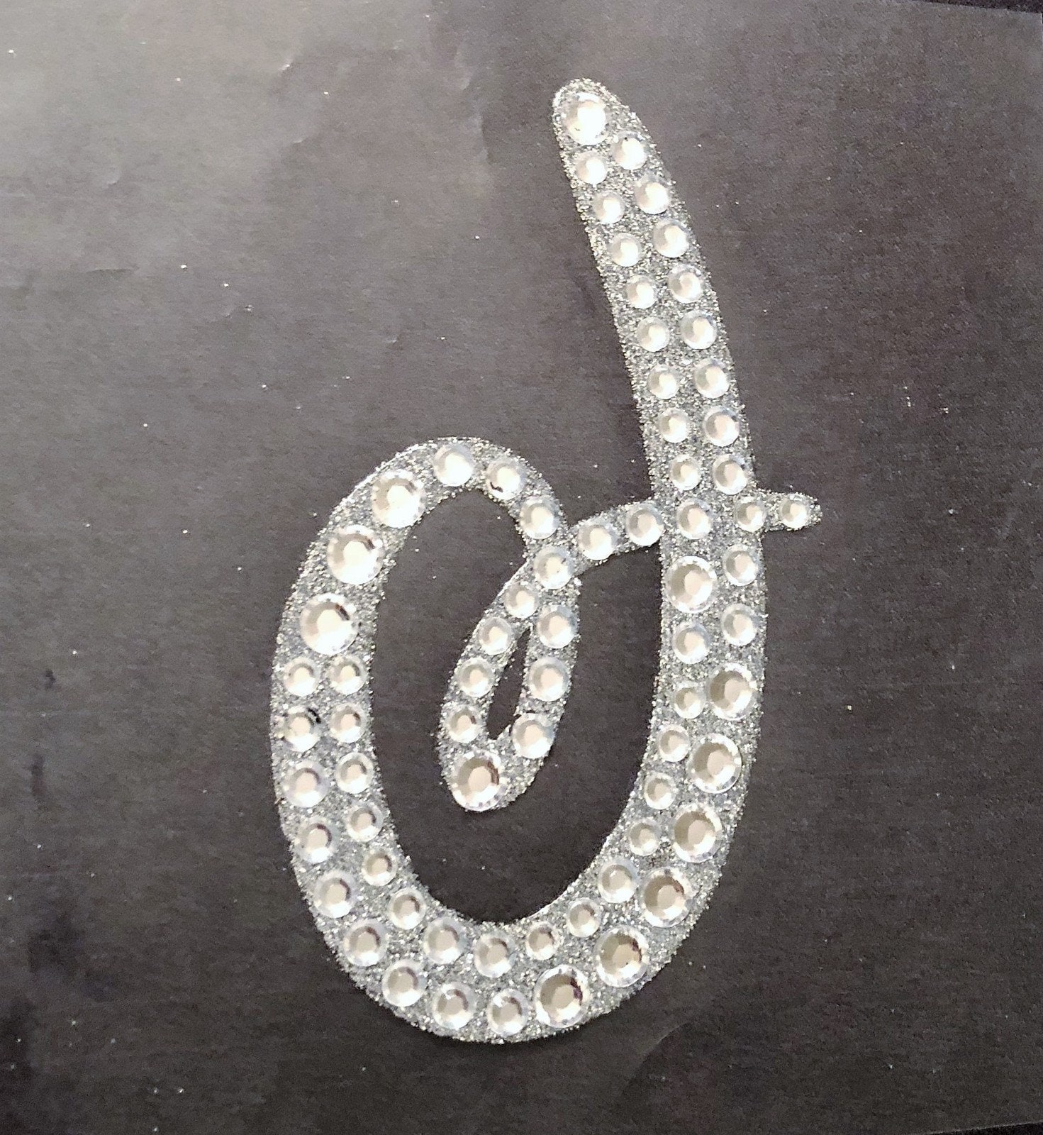 Large Silver Glitter & Clear Rhinestone Cursive Letter | Etsy