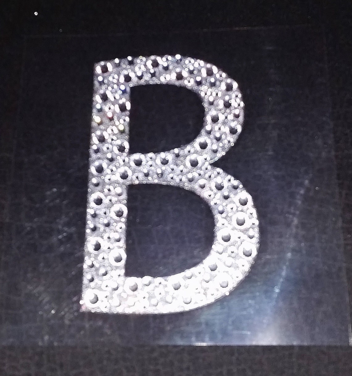 Large Silver Glitter & Clear Rhinestone BLOCK Letter Monogram - Etsy