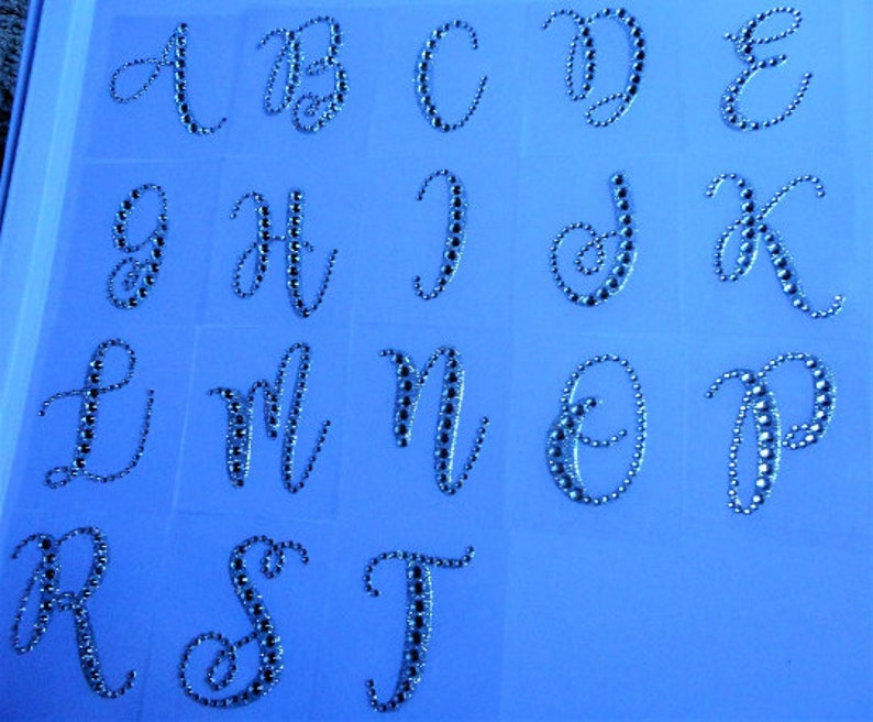 Silver Glitter & Clear Rhinestone Cursive Letter Monogram - Etsy