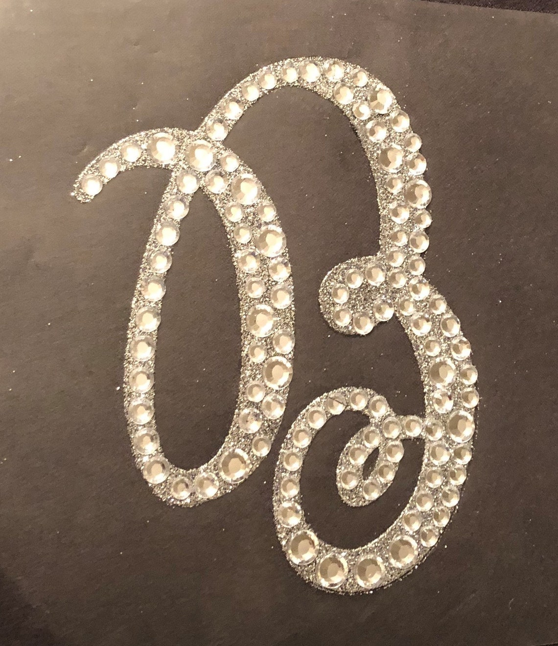 Large Silver Glitter & Clear Rhinestone Cursive Letter | Etsy