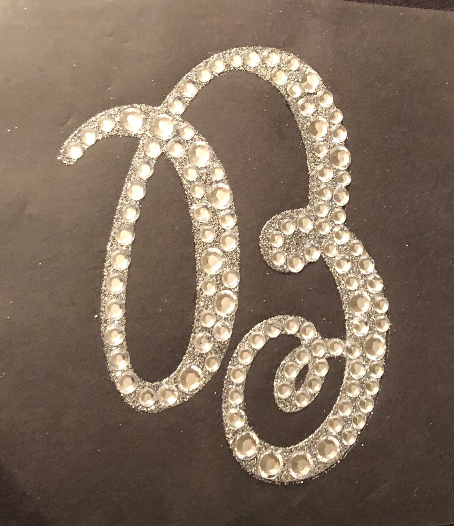 Large Silver Glitter & Clear Rhinestone Cursive Letter | Etsy