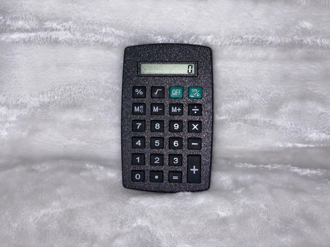 Bling Black and Silver “starry Night” Glitter Pocket Calculator Battery ...