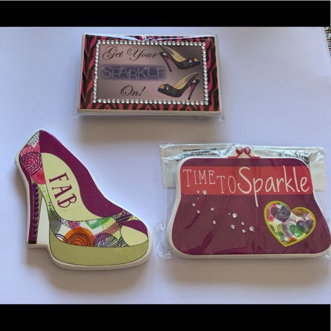 BLING Set of 3 Magnets - High Heel Shoe, Purse, and "get Your Sparkle ...