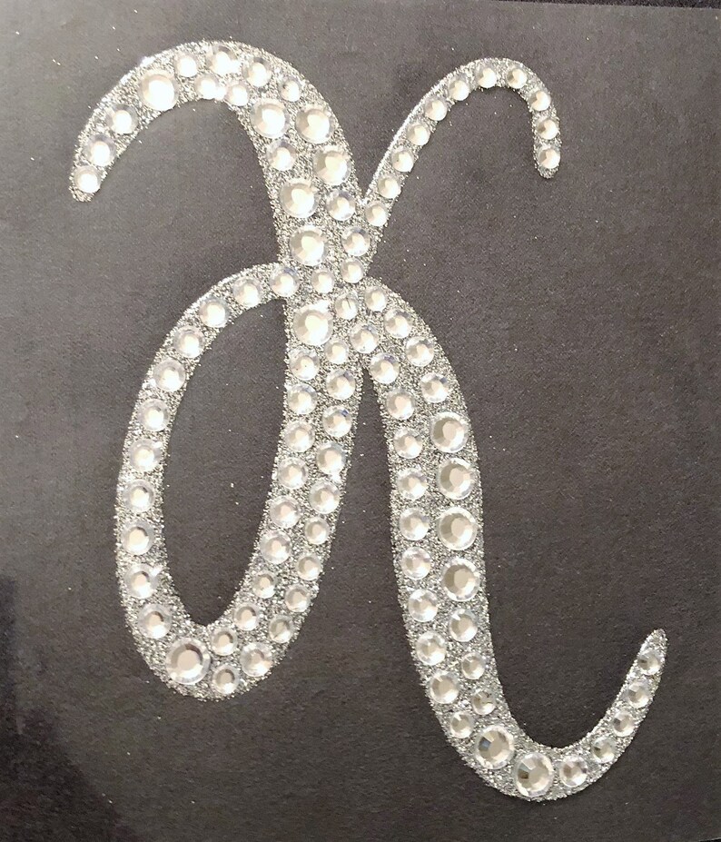 Large Silver Glitter & Clear Rhinestone Cursive Letter - Etsy