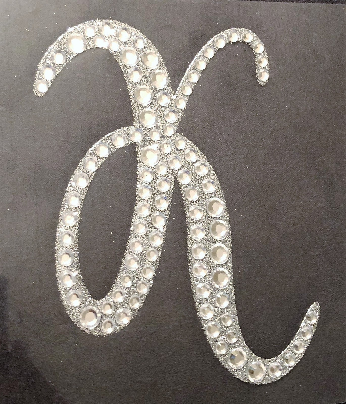 Large Silver Glitter & Clear Rhinestone Cursive Letter | Etsy