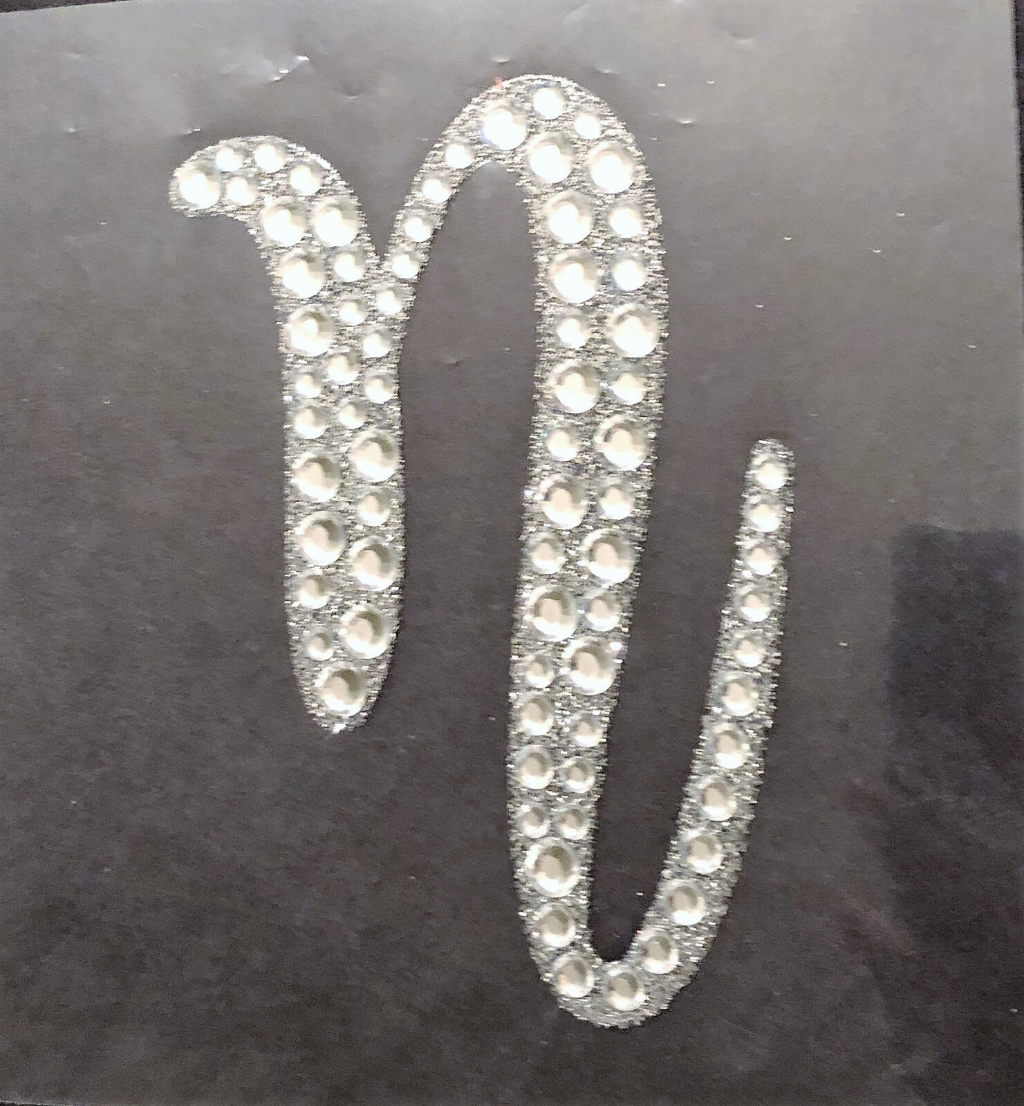 Large Silver Glitter & Clear Rhinestone Cursive Letter Monogram Sticker ...