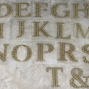 Gold Glitter W/ Faux Pearl BLOCK Letter Monogram Sticker Decoration 2 ...