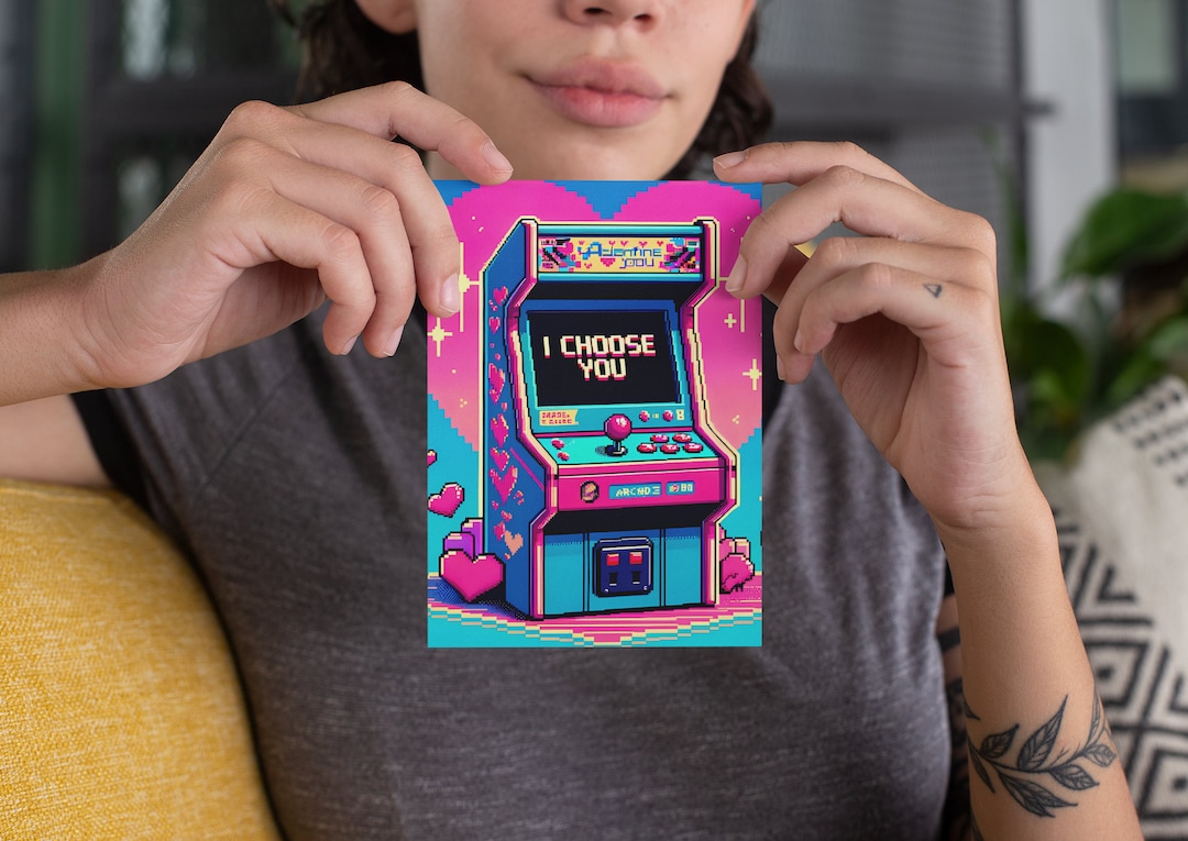 Gamer Valentine 1980s Vintage Arcade Video Game Romantic Valentine ...