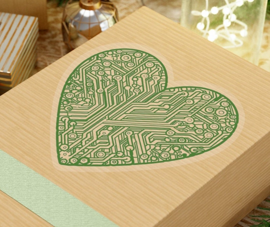 Digital Motherboard Heart Sticker - Etsy