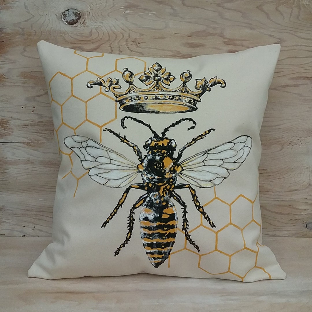 Queen Bee, Crown, Honeycomb Montage, Vintage Style, 18" X 18" Canvas ...