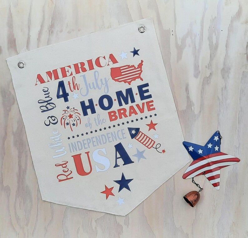 Red, White and Blue Patriotic, 16" X 19" Canvas Wall Hanging. Ready to ...