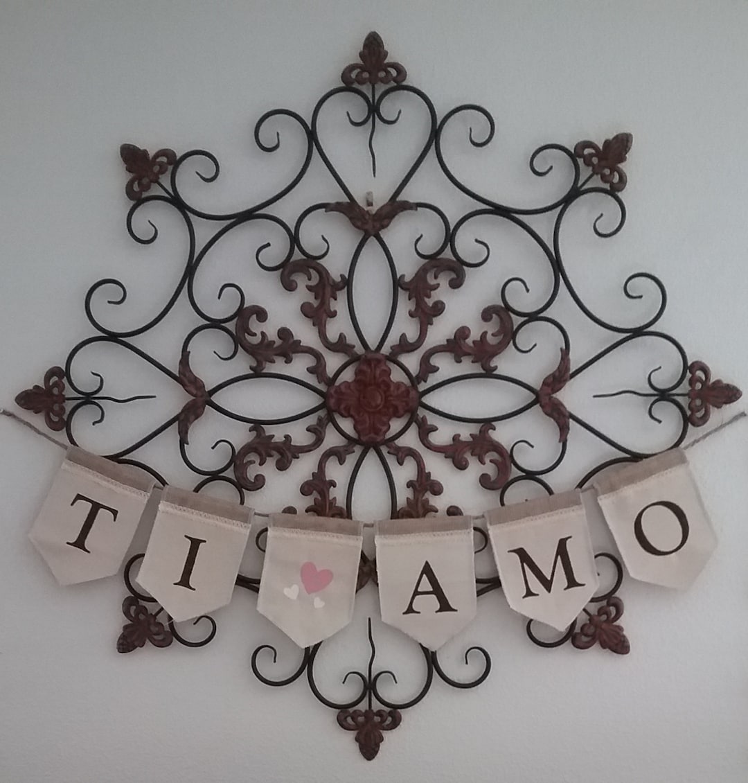 Ti'amo, 6 Flag Banner/bunting, Hand Painted, Expresso Brown Letters and ...