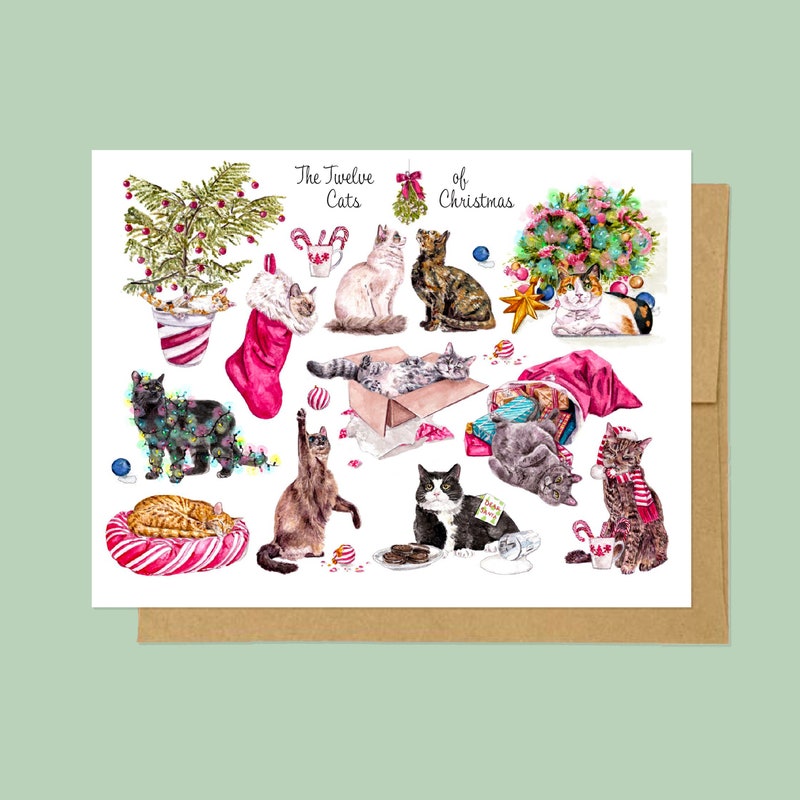 Cat Christmas Cards - Etsy