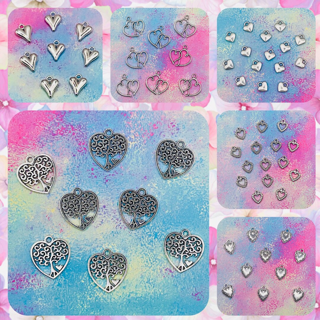 Heart Charms 6 Different Styles & Sizes CRAFTING/JEWELLERY - Etsy