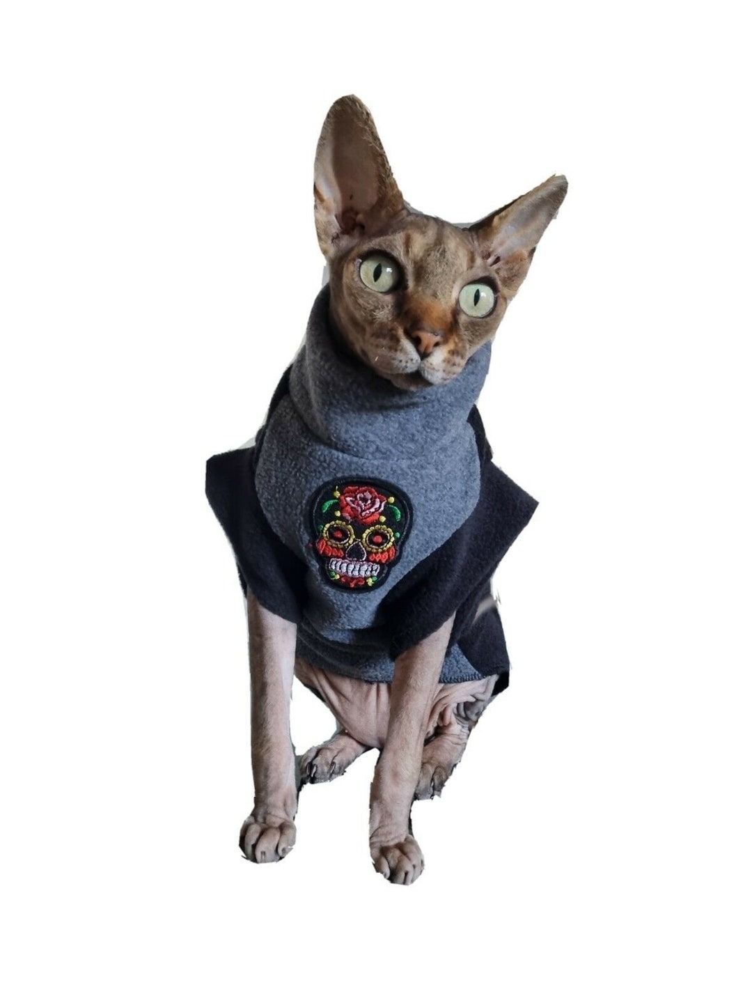 Adult M/L SKULL Cat Costume, Sphynx Cat Clothes, Pet Clothes, Hairless ...