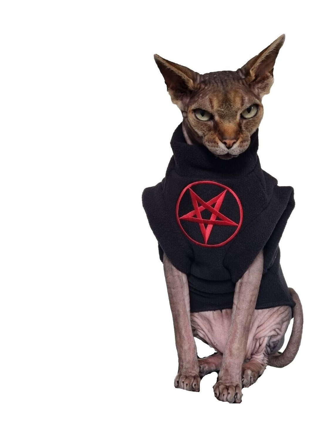 Evil Cat Fleece Coat: Halloween Sphynx Cat Clothes - Etsy