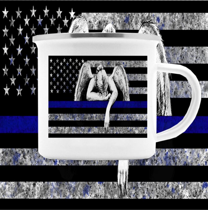 Grieving Angel Blue Line Flag - Etsy