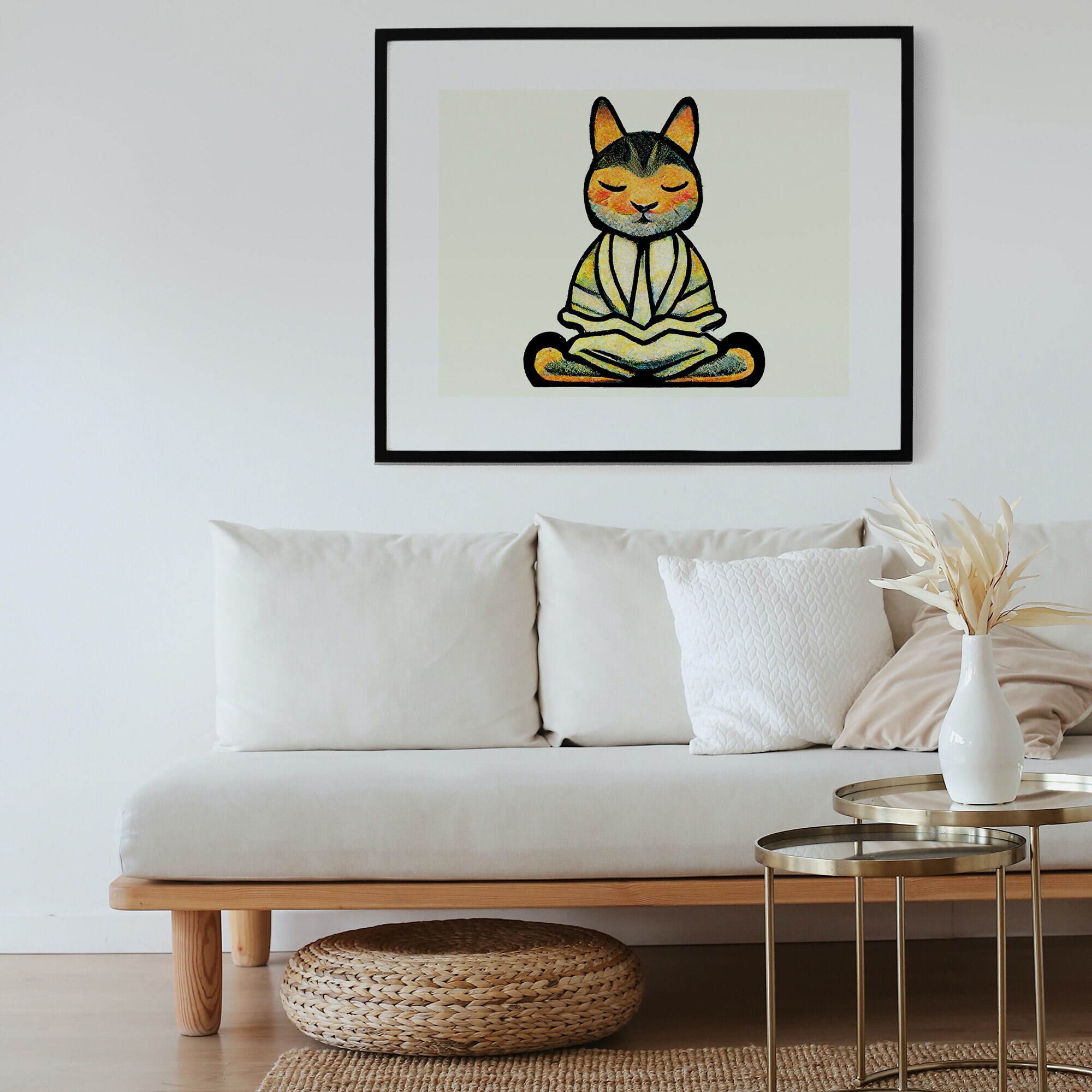 Cat Meditating Zen Art Colorful Zen Cat Wall Poster Print - Etsy