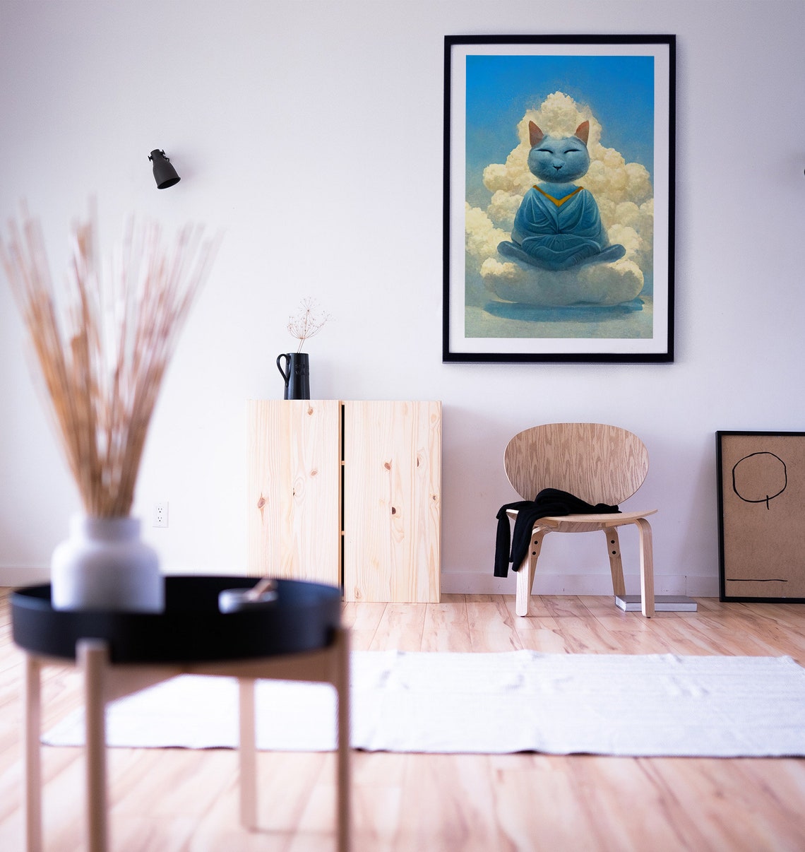 Cat Meditating Zen Art Zen Cat in Clouds Zen Decor - Etsy