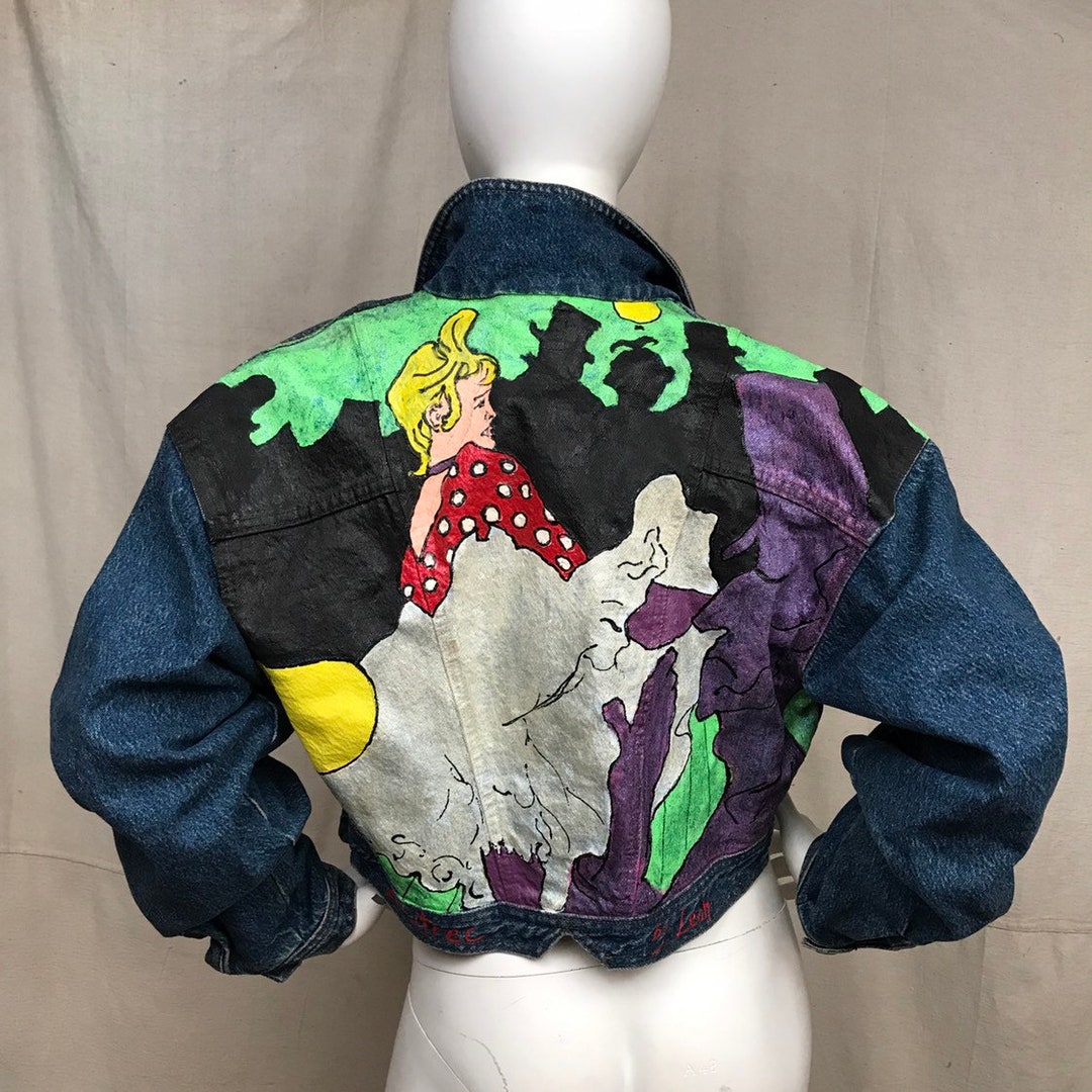 Lautrec Jean Jacket Handpainted Denim Moulin Rouge Cropped - Etsy
