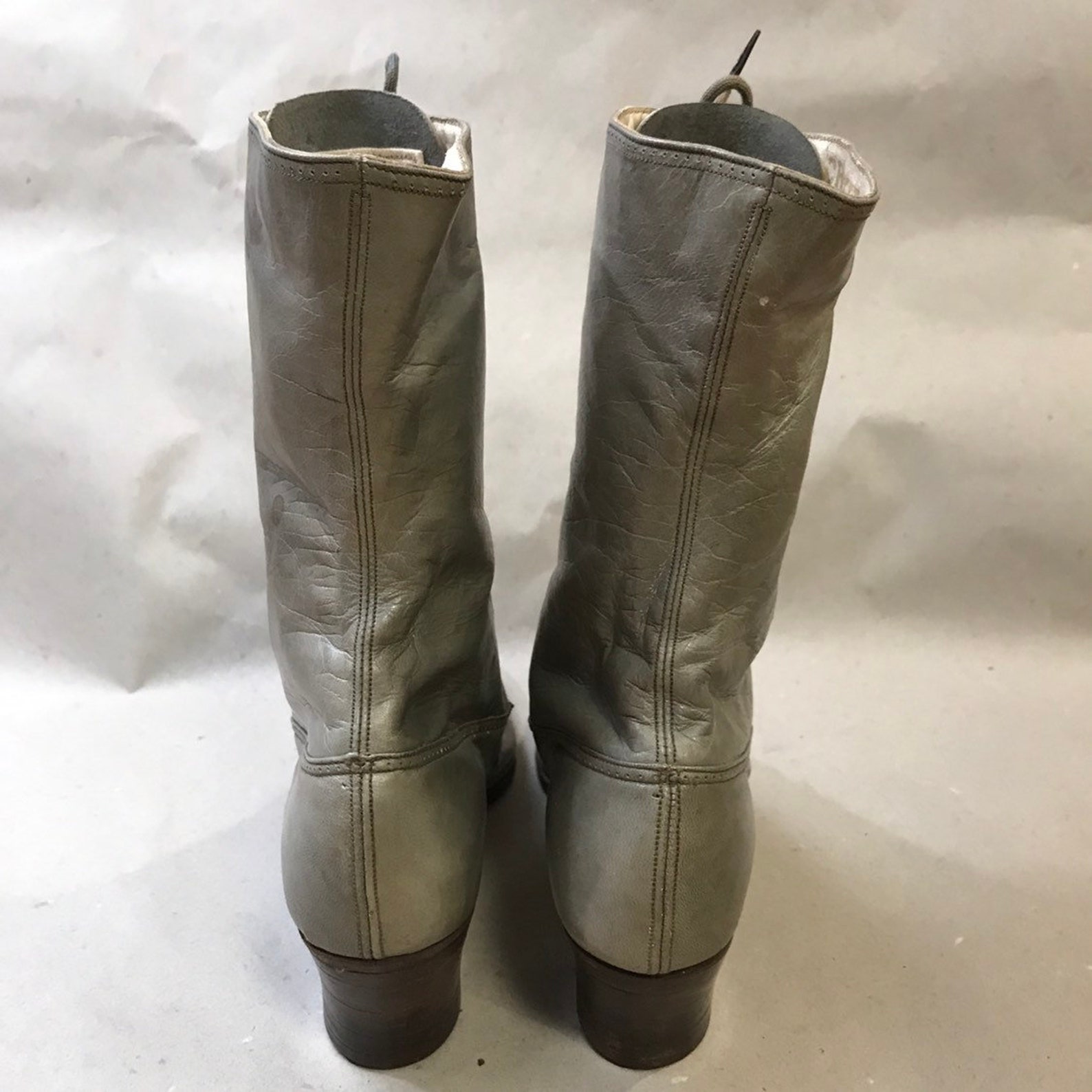 Gray Granny Boots Leather 1910s Size 6 NOS Deadstock Edwardian Lace up ...